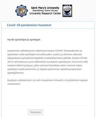 Covid-19 Kyselylomake opettajille Lomakepohja | Jotform