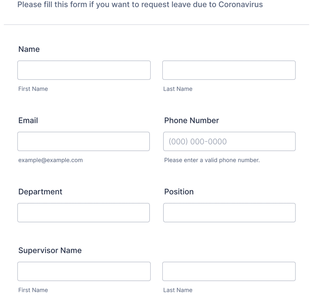 COVID-19 Leave Request Form Template | Jotform