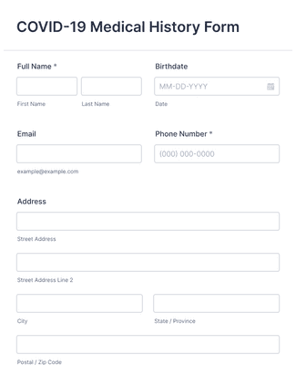 COVID-19 Medical History Form Template | Jotform
