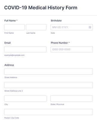 COVID-19 Medical History Form Template | Jotform
