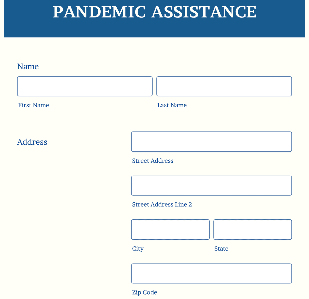Covid 19 Pandemic Assistance Application Form Template | Jotform