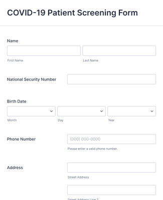 COVID-19 Patient Screening Form Template | Jotform