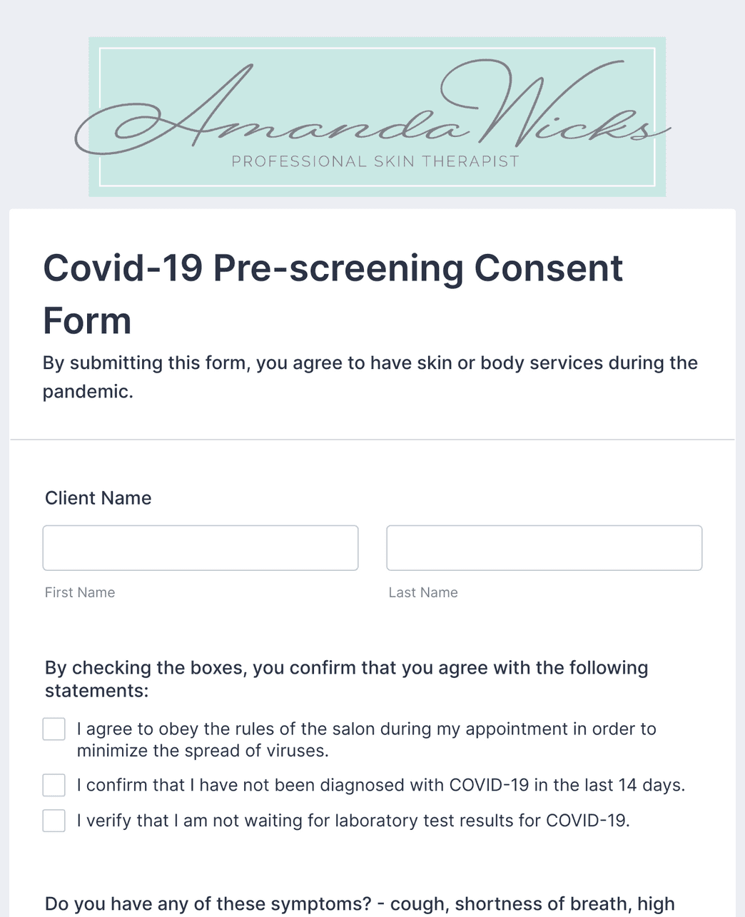 Covid-19 Pre-screening Consent Form Template | Jotform