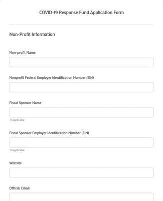COVID-19 Response Fund Application Form Template | Jotform