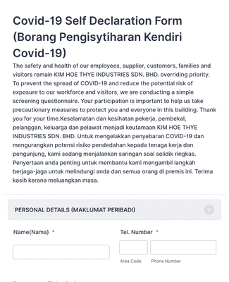 Covid-19 Self Declaration Form (Borang Pengisytiharan Kendiri Covid-19 ...