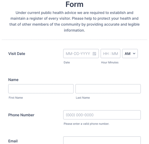 COVID-19 Staff and Visitor Record Form Template | Jotform