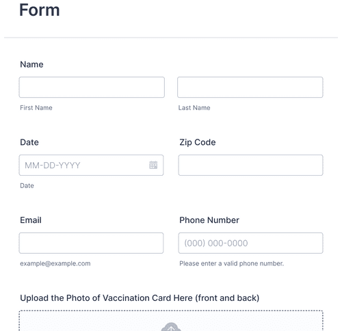 COVID-19 Vaccination Card Upload Form Template | Jotform