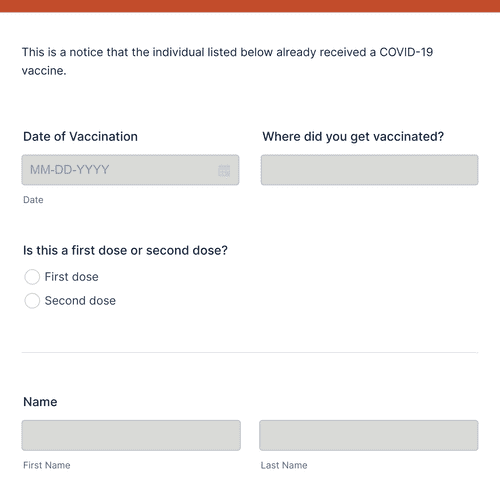 COVID-19 Vaccination Notice Form Template | Jotform