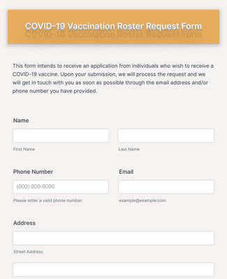 COVID-19 Vaccination Roster Request Form Template | Jotform