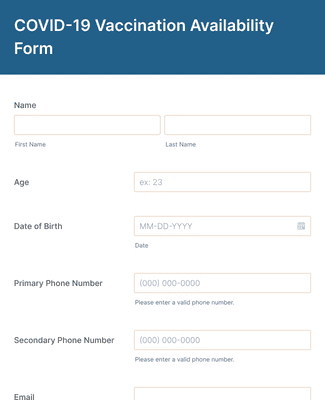 COVID-19 Vaccine Availability Form Template | Jotform