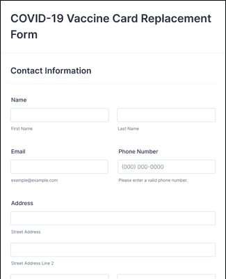 COVID-19 Vaccine Card Replacement Form Template | Jotform