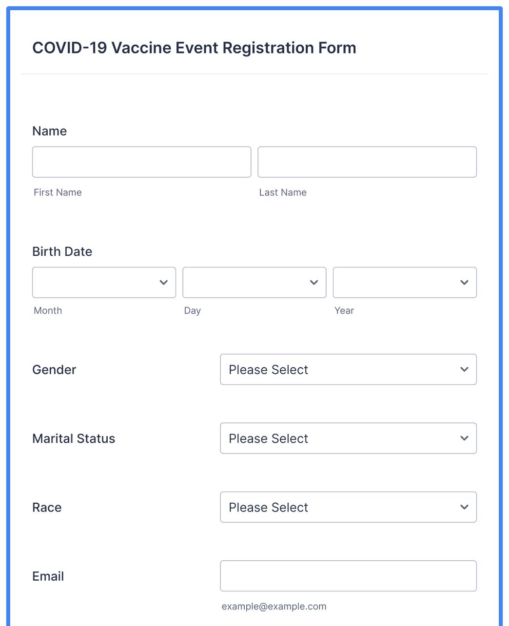 COVID-19 Vaccine Event Registration Form Template | Jotform