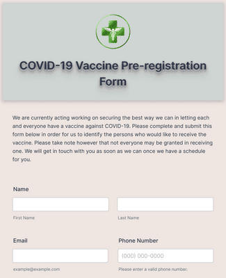 COVID-19 Vaccine Pre-registration Form Template | Jotform