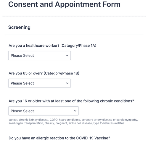 COVID-19 Vaccine Registration, Consent and Appointment Form Template ...