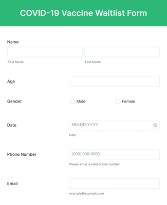 COVID-19 Vaccine Waitlist Form Template | Jotform