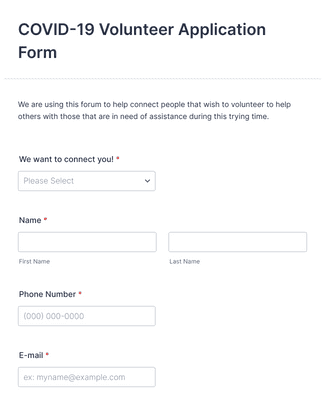 COVID-19 Volunteer Application Form Template | Jotform