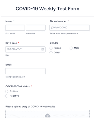 COVID-19 Weekly Test Form Template | Jotform