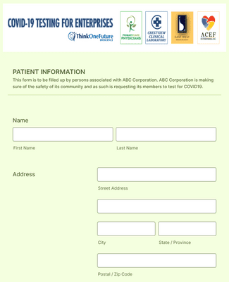 Covid Testing Form Template | Jotform