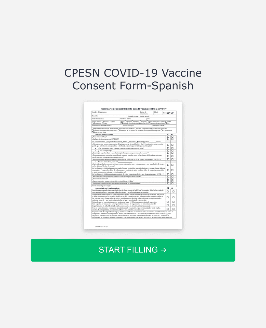 CPESN COVID-19 Vaccine Consent Form-Spanish Plantilla de formulario ...
