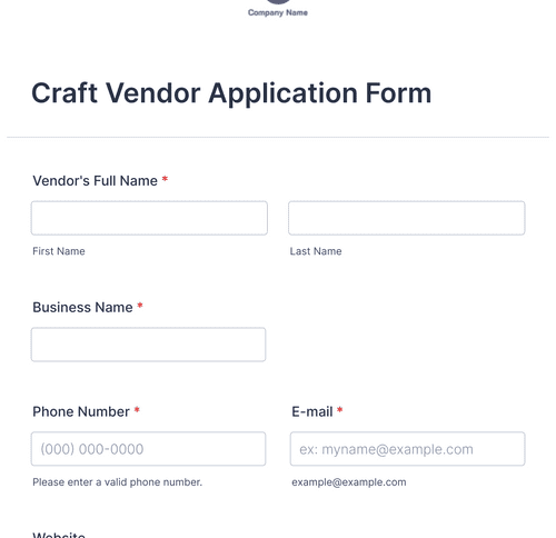 Craft Vendor Application Form Template | Jotform