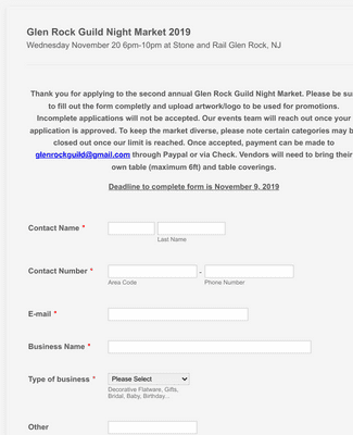 Crafts/Artisan Vendor Form Template | Jotform