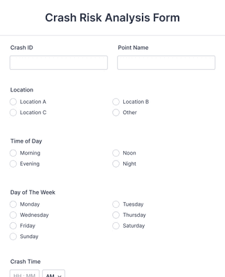Crash Risk Analysis Form Template | Jotform