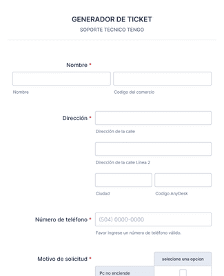 CREACION DE TICKET SOPORTE TECNICO Plantilla de formulario | Jotform