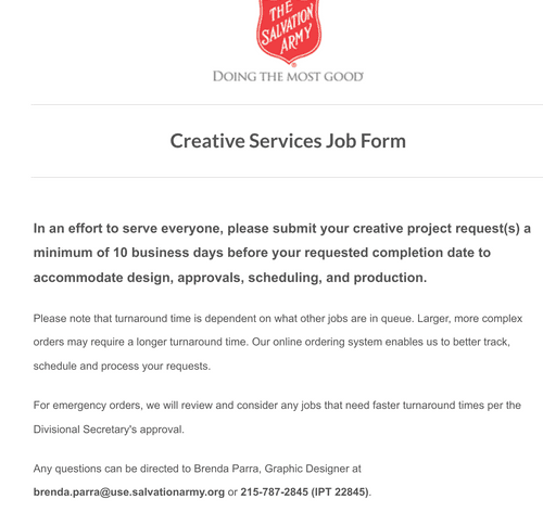 Creative Services Job Form Template | Jotform