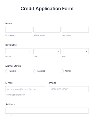 Credit Application Form Template | Jotform