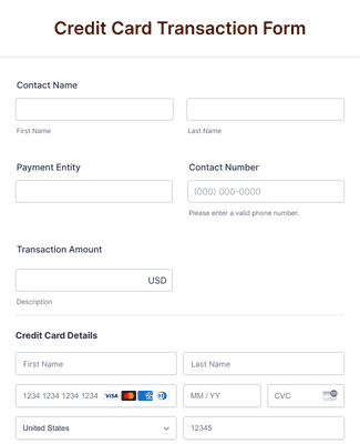 Credit Card Transaction Form Template | Jotform