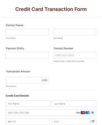 Credit Card Transaction Form Template | Jotform
