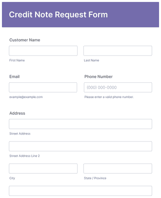 Credit Note Request Form Template | Jotform