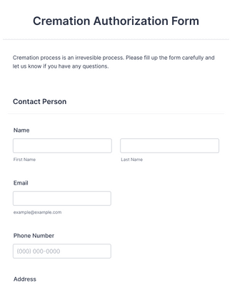 Cremation Authorization Form Template | Jotform