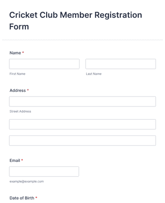 Cricket Club Member Registration Form Template | Jotform
