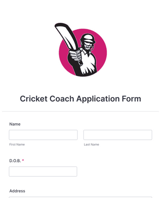 Cricket Coach Application Form Template | Jotform