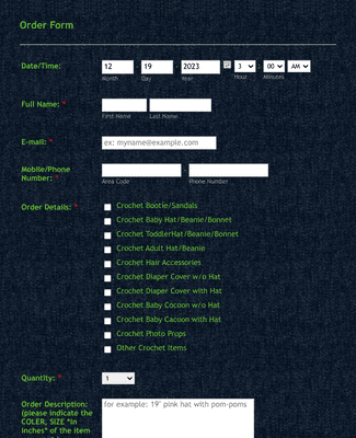 Crochet Order Form Template | Jotform
