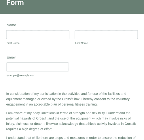 Crossfit Training Informed Consent Form Template | Jotform