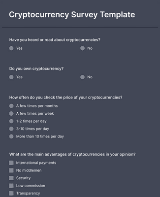 Cryptocurrency Survey Template Form Template | Jotform
