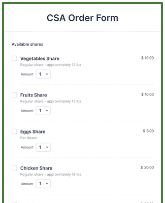 CSA Order Form Template | JotForm