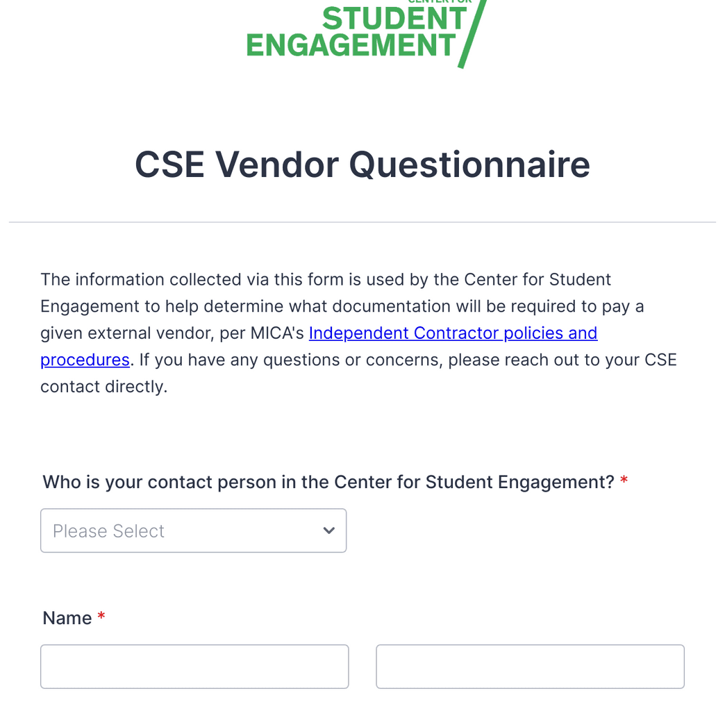 CSE Vendor Questionnaire Form Template | Jotform