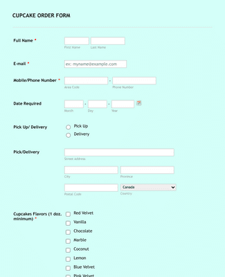 Online Cupcake Order Form Template | Jotform