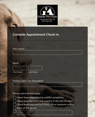 Curbside Appointment Check-In Form Template | Jotform