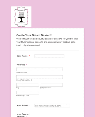 Custom Dessert Order Form Template | Jotform