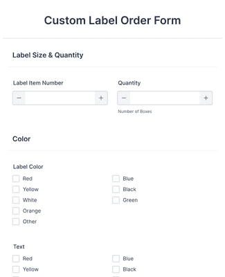 Custom Label Order Form Template | Jotform