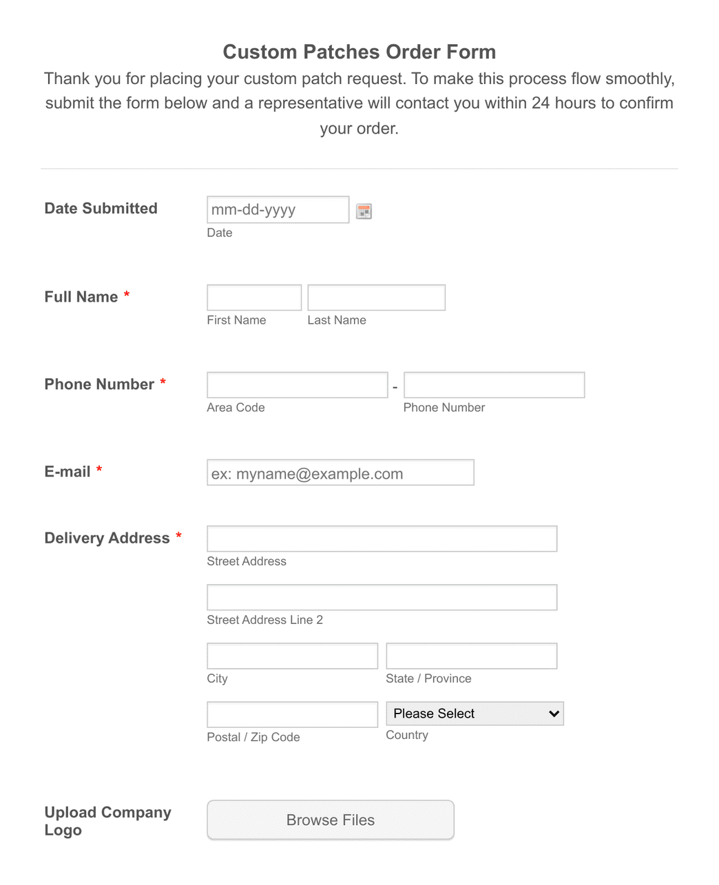 Custom Patches Order Form Template | Jotform