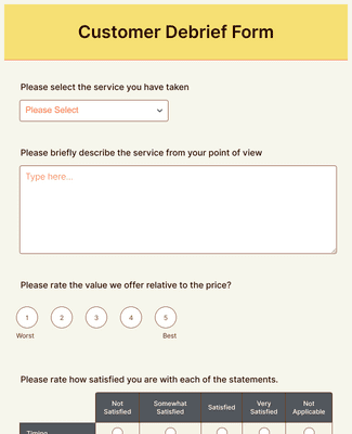 Customer Debrief Form Template | Jotform