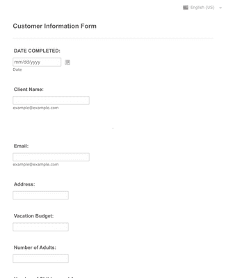 Travel Information Form Template | JotForm