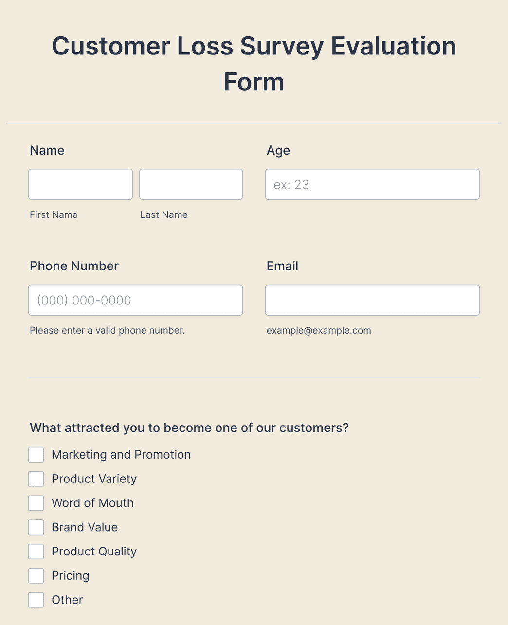 Customer Loss Survey Evaluation Form Template | Jotform