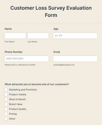 Customer Loss Survey Evaluation Form Template | Jotform