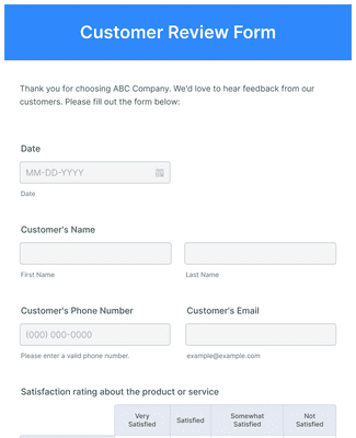Customer Review Form Template | Jotform